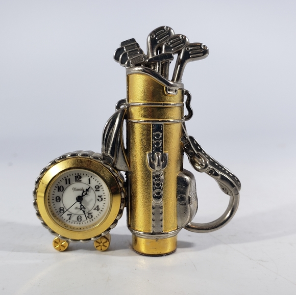 Source Unknown | Accents | Miniature Metal Xanadu Golf Bag Desk Clock ...